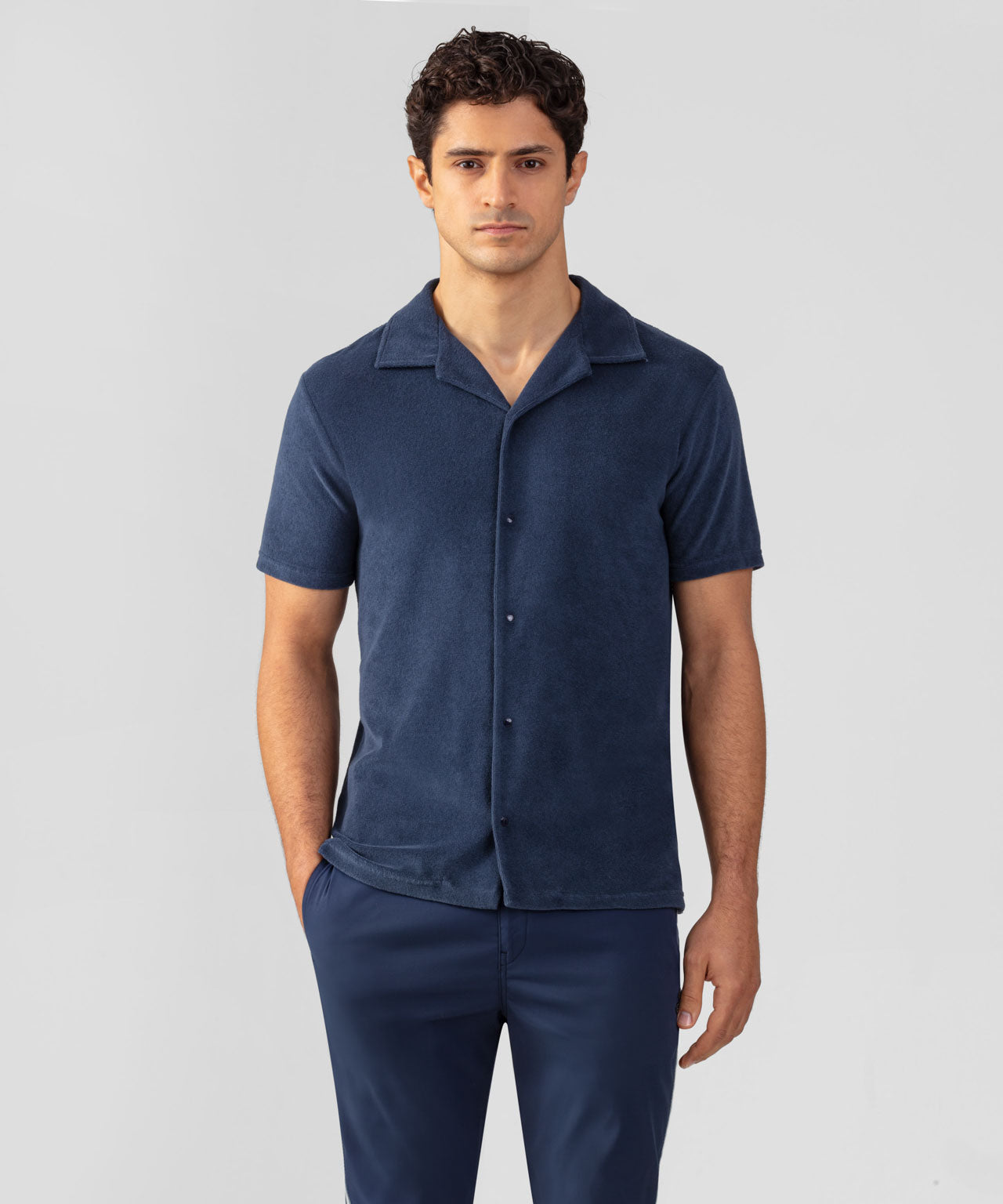 Chemise en coton terry: Bleu océan | Ron Dorff