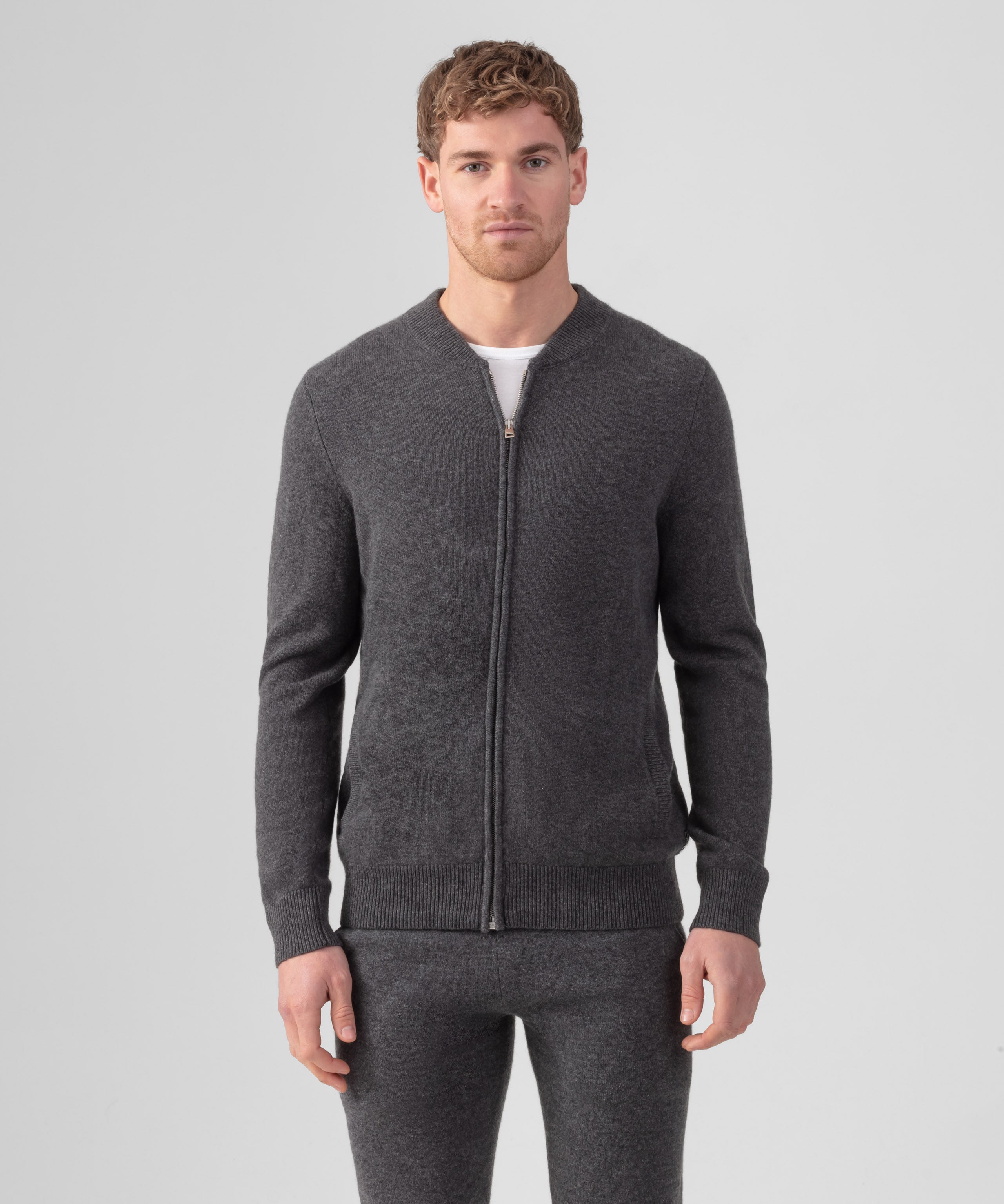 Cashmere Tennis Jacket: Dark Grey Melange | Ron Dorff