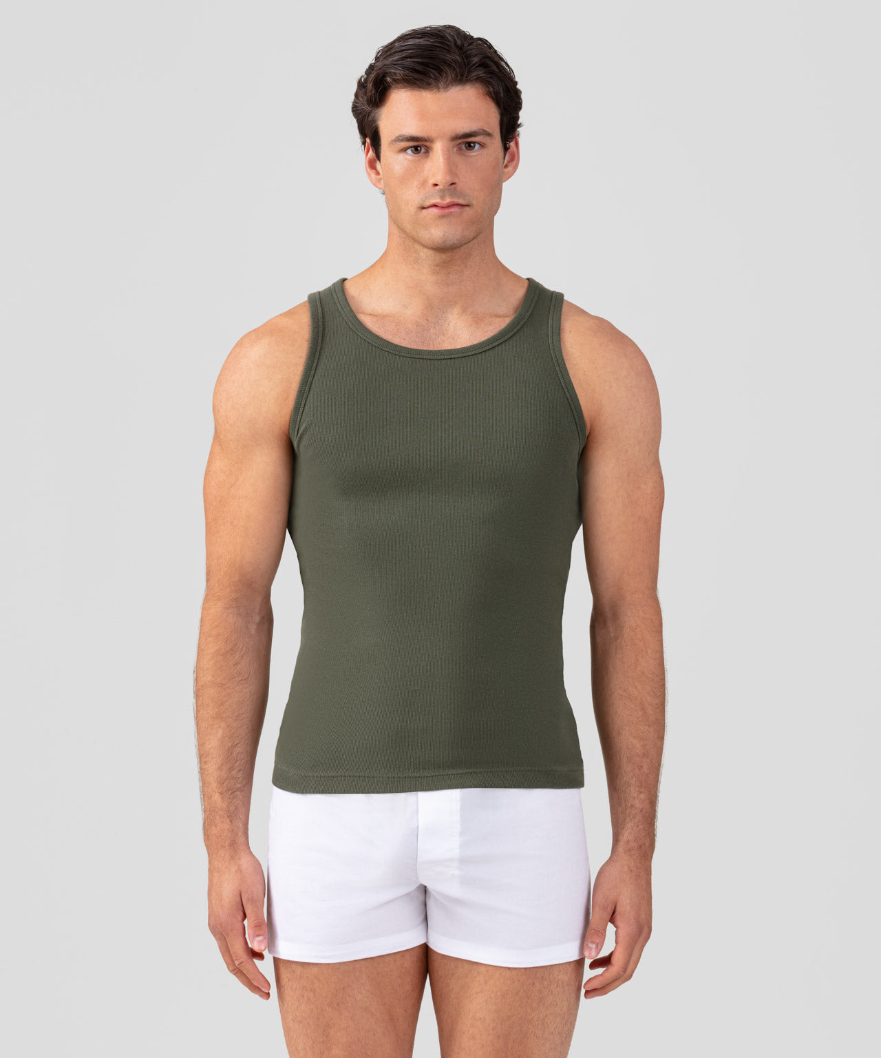 Army Ribbed Tank Top: Military Green | Ron Dorff