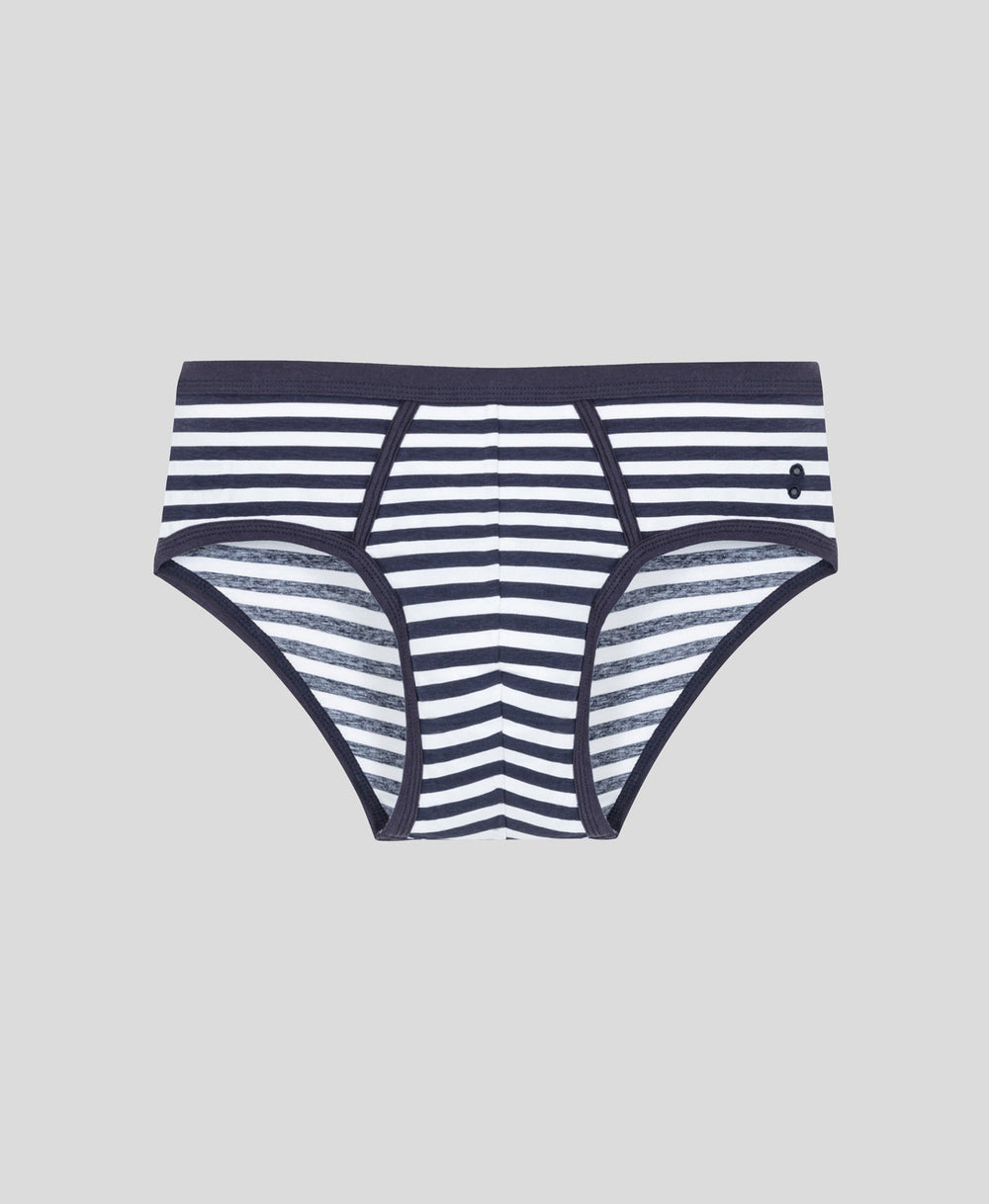 Y-Front Briefs w. Stripes: Navy/White | Ron Dorff